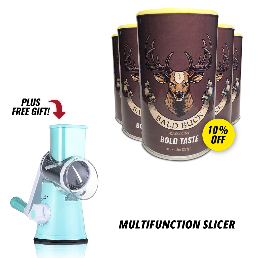 5 Bold Taste + Rotary Slicer + Free Shipping – Bald Buck Seasoning